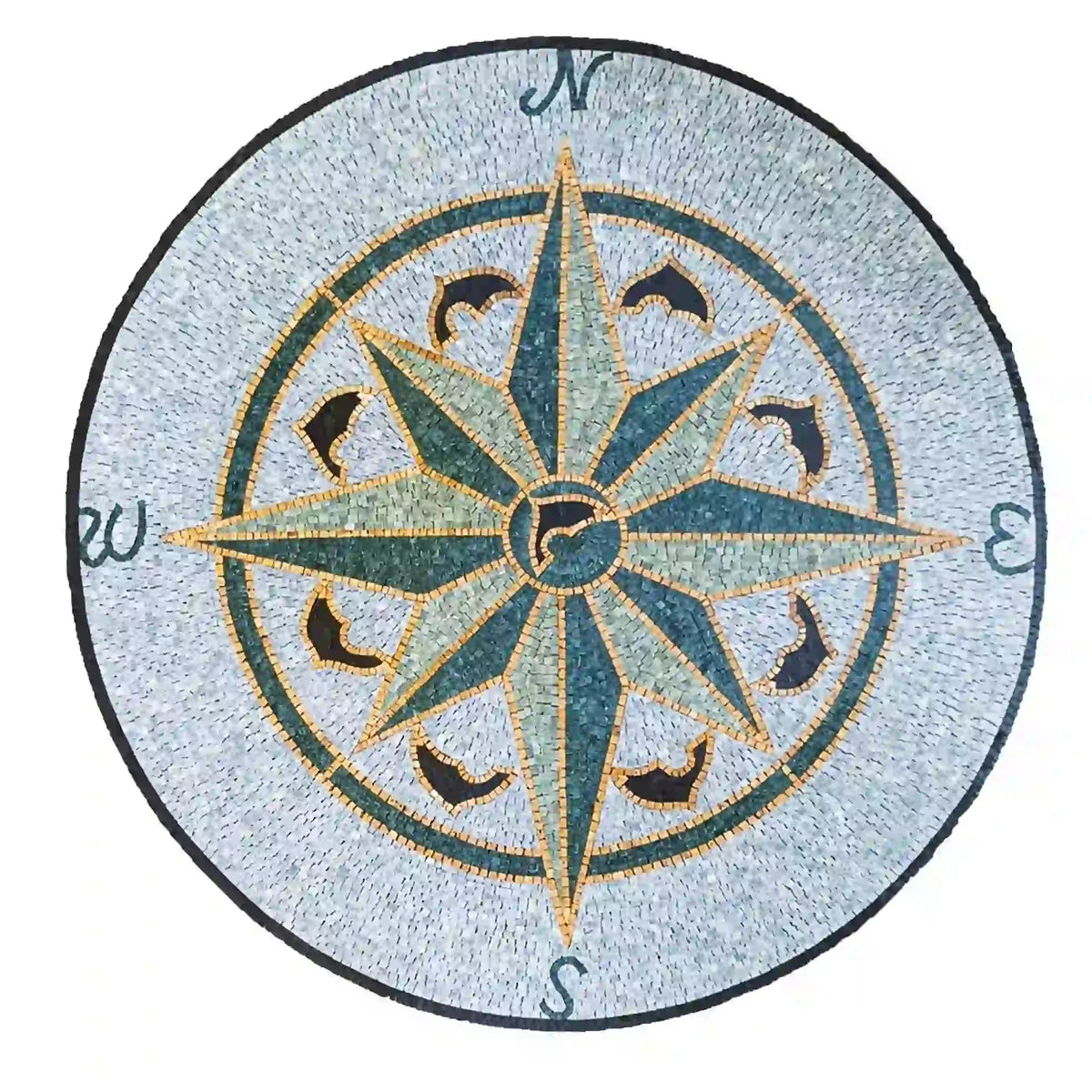 Personalize Your Marble Mosaic Nautical Compass Medallion Artwork Tile ...