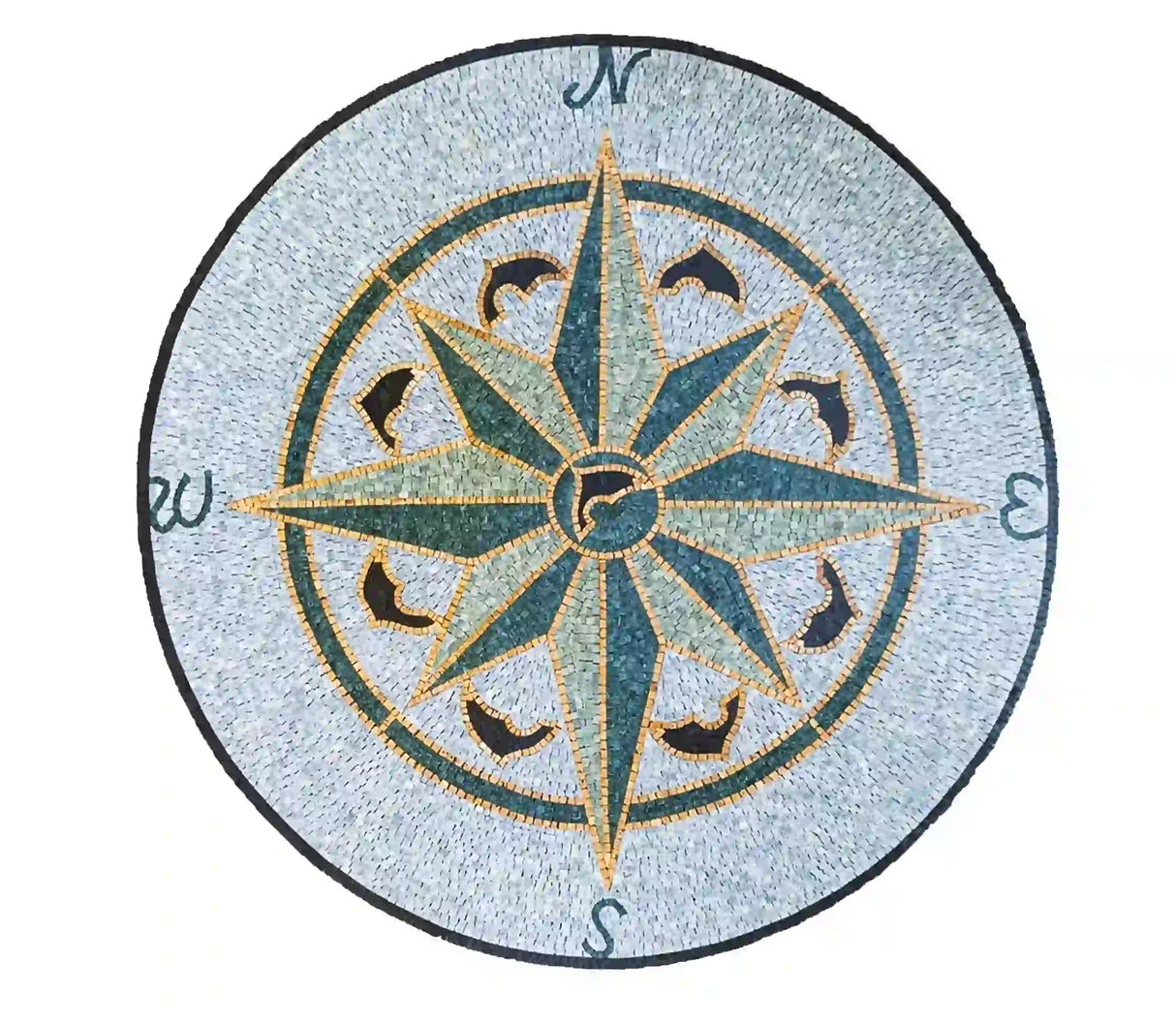 Personalize Your Marble Mosaic Nautical Compass Medallion Artwork Tile ...